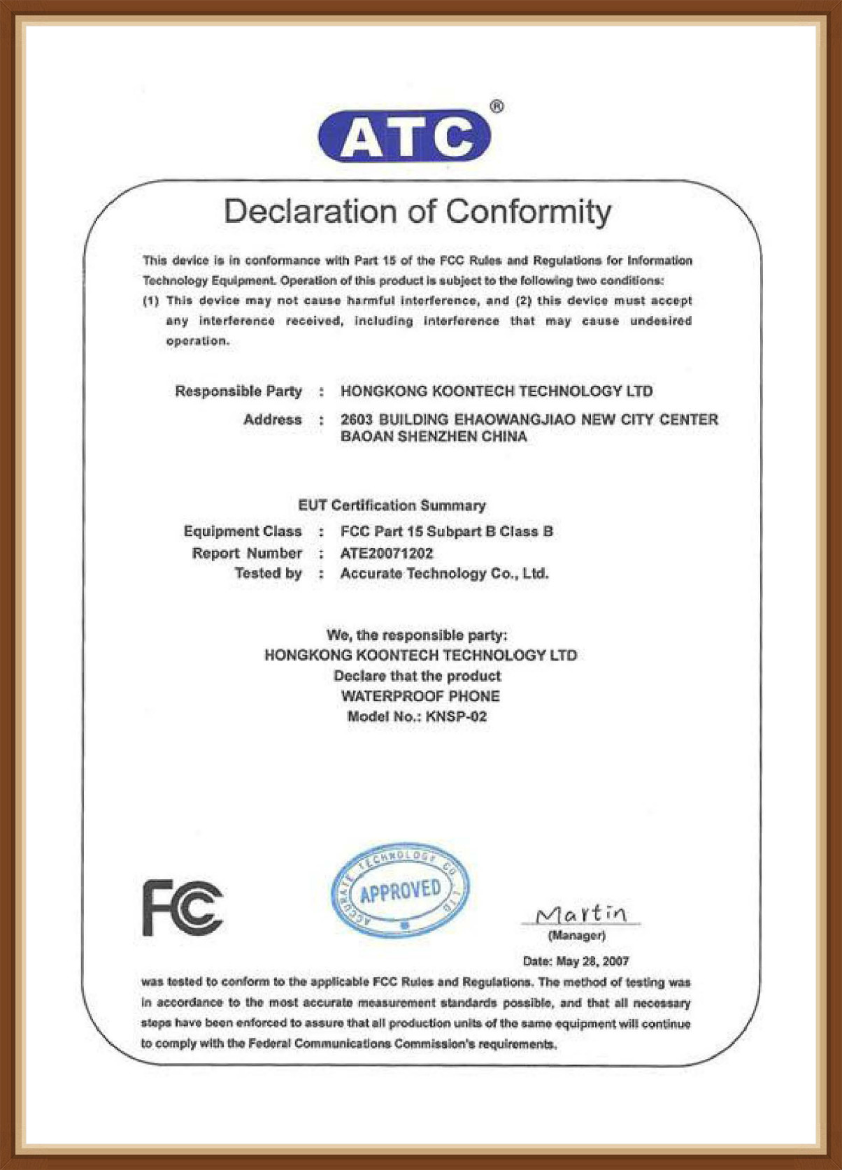 Certificate - | KNTECH